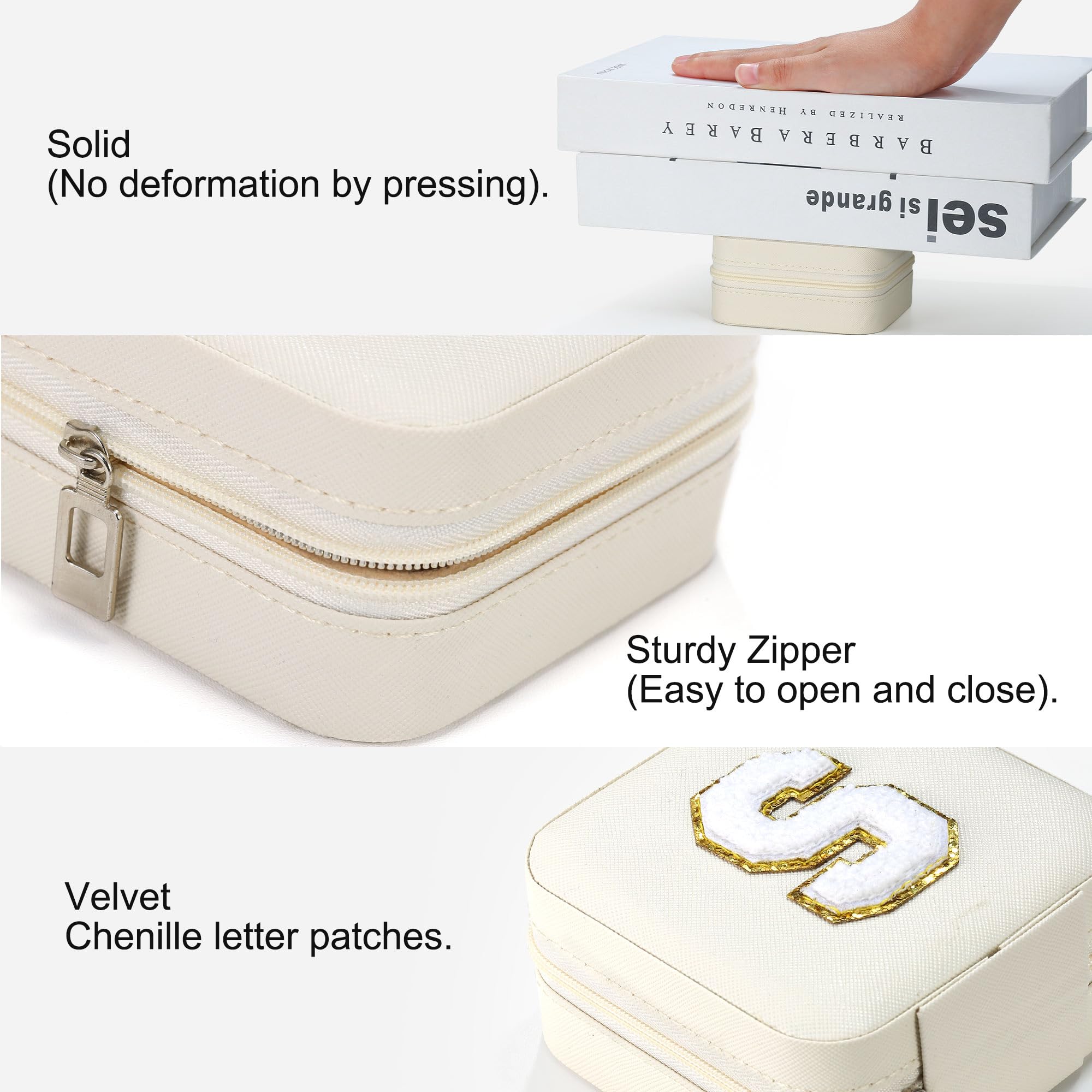 Parima Travel Jewelry Case for Women Girls, H Initial Jewelry Box | Small Jewelry Box | Travel Jewelry Box for Women | Travel Jewelry Case | Travel Gifts for Women - Letter H, White