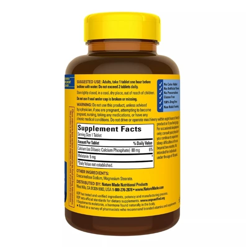 Nature Made Melatonin 5mg Tablets, 220 Count (Pack of 1)
