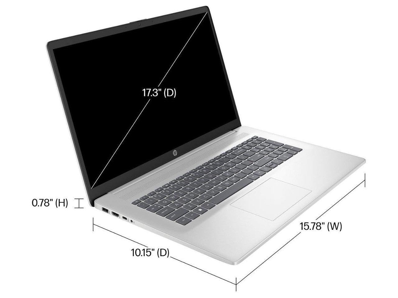HP 2023 17.3" HD+ Premium Business Laptop, AMD 4-Core Ryzen 3 7320U Upto 4.1GHz, 8GB RAM, 512GB PCIe SSD, AMD Radeon Graphics, Windows 11 Pro + HDMI Cable, Silver