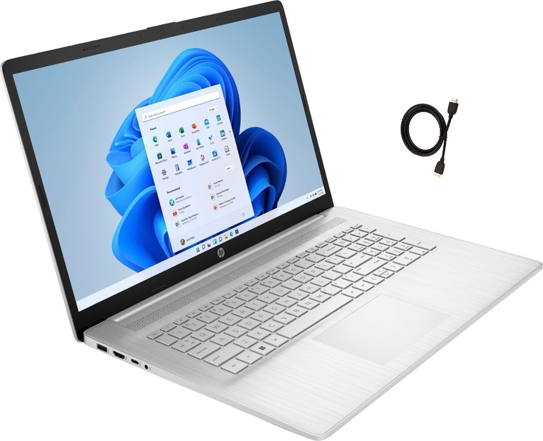 HP 2023 17.3" HD+ Premium Business Laptop, AMD 4-Core Ryzen 3 7320U Upto 4.1GHz, 8GB RAM, 512GB PCIe SSD, AMD Radeon Graphics, Windows 11 Pro + HDMI Cable, Silver