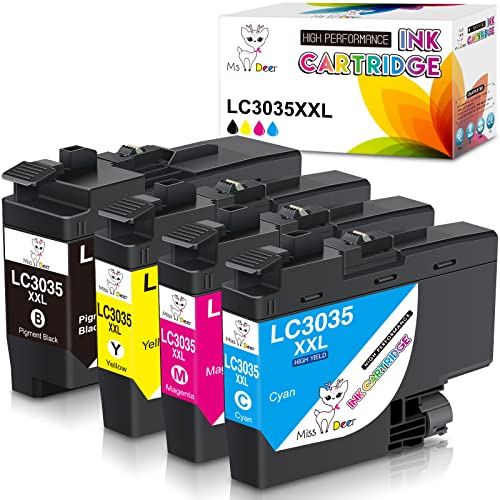 MS DEER Compatible LC3035 Ink Cartridges Replacement for Brother LC3035XXL 3035 XXL LC3033 BK/C/M/Y Super High Yield for MFC-J995DW MFC-J805DW MFC-J815DW Printer (Black Cyan Magenta Yellow) 4-Pack
