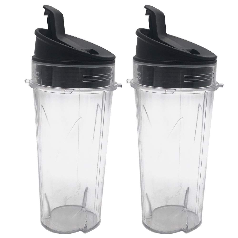 Two Pack 16-Ounce (16 oz.) Cup with Sip & Seal Lid Fit for Nutri Ninja blender series with BL660/BL663/BL663CO/BL665Q/BL771/BL773CO/BL780/BL780CO/BL810/BL820/BL830/QB3000/QB3000SSW/QB3004/QB3005