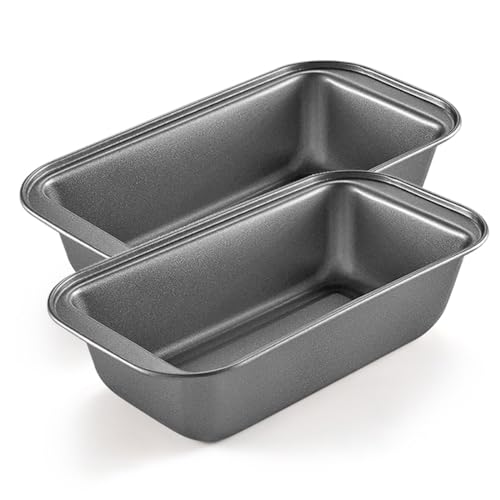 Mikim Loaf Pans for Baking Bread, Carbon Steel Rectangular Cake Pan Baking Bread Loaf Pan 10'' x 5'', Set of 2 Gray (10'' x 5'')
