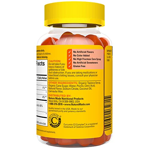 Nature Made Turmeric Curcumin 250mg Per Serving, Dietary Supplement for Antioxidant Support, 60 Gummies, 30 Day Supply
