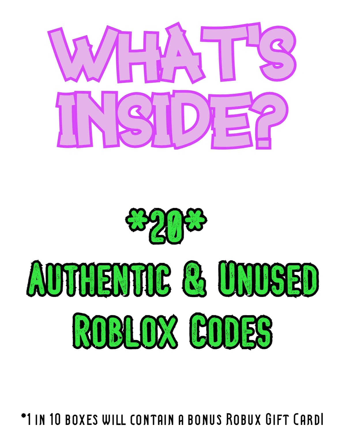 Roblox Virtual Codes - Magnificent Gift Box of Epic Codes - Lot of 20 Unscratched Redeemable Codes │Exclusive Authentic Codes for Gifting │ Potential Face Codes & Robux