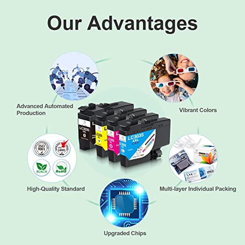 MS DEER Compatible LC3035 Ink Cartridges Replacement for Brother LC3035XXL 3035 XXL LC3033 BK/C/M/Y Super High Yield for MFC-J995DW MFC-J805DW MFC-J815DW Printer (Black Cyan Magenta Yellow) 4-Pack