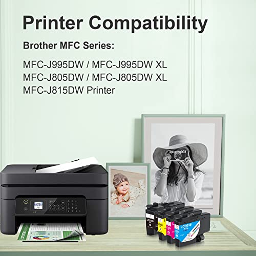 MS DEER Compatible LC3035 Ink Cartridges Replacement for Brother LC3035XXL 3035 XXL LC3033 BK/C/M/Y Super High Yield for MFC-J995DW MFC-J805DW MFC-J815DW Printer (Black Cyan Magenta Yellow) 4-Pack