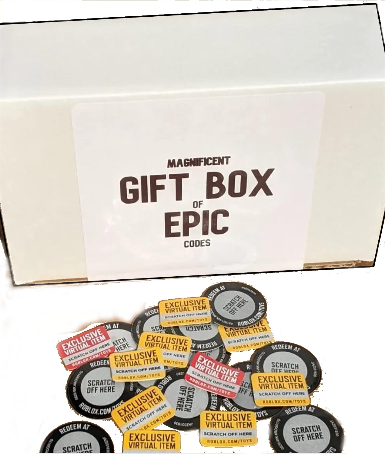 Roblox Virtual Codes - Magnificent Gift Box of Epic Codes - Lot of 20 Unscratched Redeemable Codes │Exclusive Authentic Codes for Gifting │ Potential Face Codes & Robux