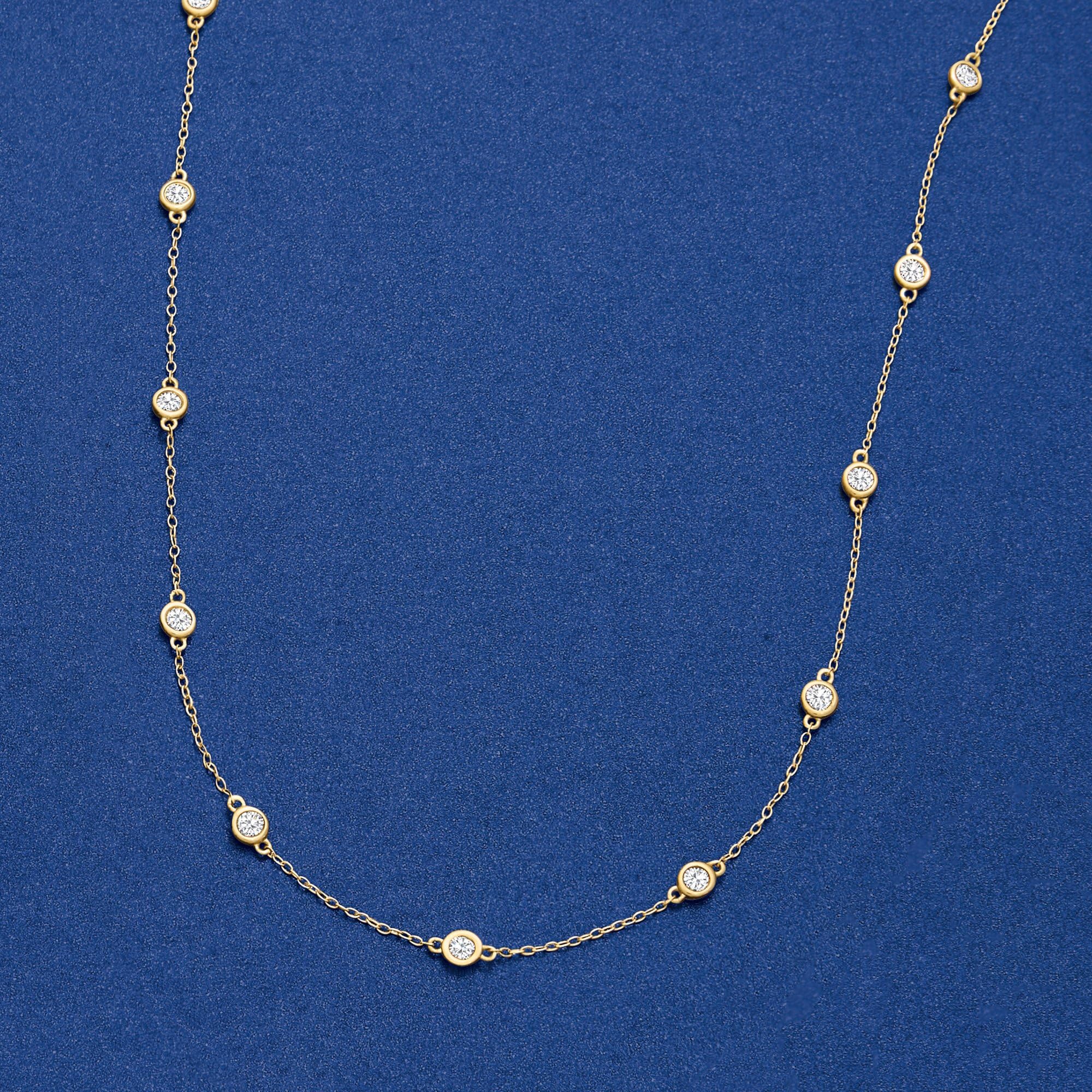 Ross-Simons 14kt Gold Bezel-Set Diamond Station Necklace