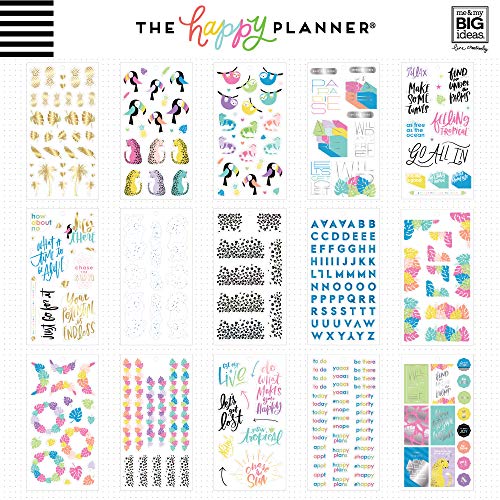 me & my BIG ideas Sticker Value Pack - The Happy Planner Scrapbooking Supplies - 30 Sheets of Stickers - Pastel Tropics Theme - Multi-Color Stickers - Great for Projects & Albums - 560 Stickers Total