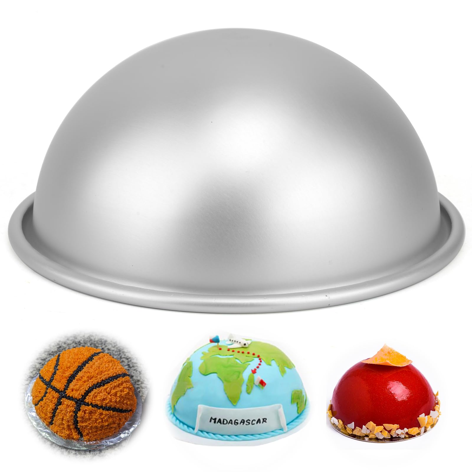 6 Inch Dome Cake Pan, Football Cake Pan, Hemisphere Cake Mold, DIY 3D Soccer Cake Pan, Aluminum Alloy Cake Molds Nonstick Baking Tools