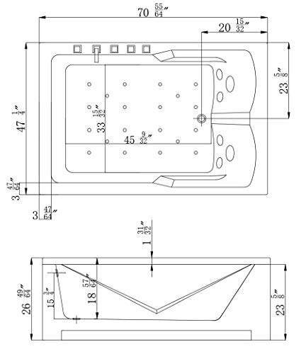 Empava 71 in. Acrylic Alcove Whirlpool Bathtub - Hydromassage Rectangular Jetted Soaking Tub with Right Side Drain - 3-Side Apron - Waterfall Faucet , White