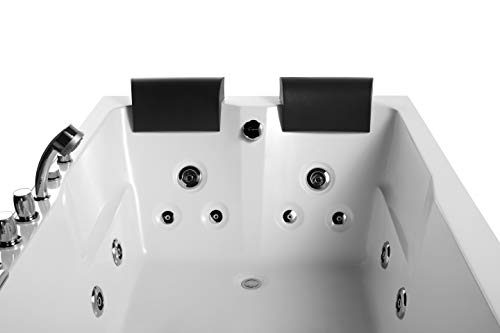 Empava 71 in. Acrylic Alcove Whirlpool Bathtub - Hydromassage Rectangular Jetted Soaking Tub with Right Side Drain - 3-Side Apron - Waterfall Faucet , White