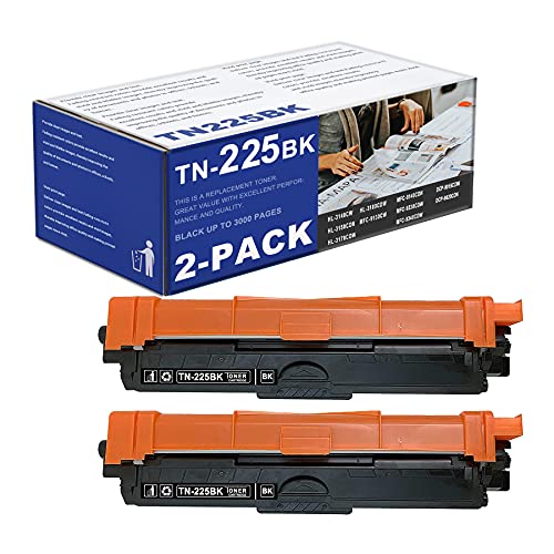 INDI TN225BK TN225 2 Pack Black High Yield Toner Cartridge Replacement for Brother HL3140CW 3150CDN 3180CDW 3170CDW MFC9130CW 9140CDN 9330CDW 9340CDW DCP9015CDW 9020CDN Printer.