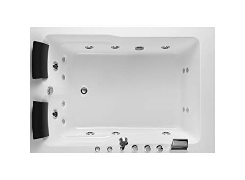 Empava 71 in. Acrylic Alcove Whirlpool Bathtub - Hydromassage Rectangular Jetted Soaking Tub with Right Side Drain - 3-Side Apron - Waterfall Faucet , White