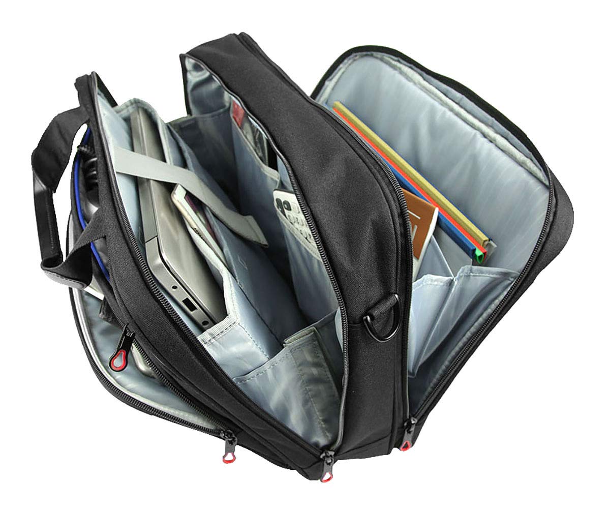 KROSER Laptop Bag 15.6 Inch Laptop Briefcase Laptop Messenger Bag Water Repellent Computer Case Laptop Shoulder Bag Durable Tablet Sleeve with RFID Pockets for Business/College/Women/Men-Black/Red