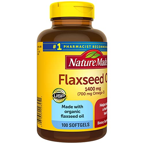Nature Made Extra Strength Flaxseed Oil 1400 mg, Dietary Supplement for Heart Health Support, 100 Softgels, 100 Day Supply