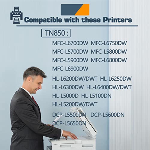TN850 Compatible TN-850 Black High Yield Toner Cartridge Replacement for Brother TN-850 DCP-L5500DN MFC-L6700DW MFC-L6750DW HL-L6250DW HL-L6300DW Toner.(4 Pack)