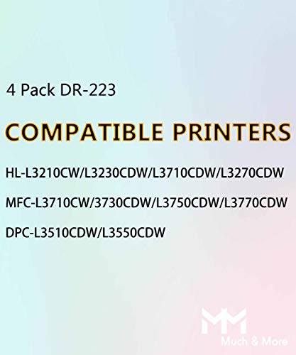 (4-Pack) Compatible DR-223CL Drum Unit DR223 DR223B DR223C DR223M DR223Y Toner Cartridge Used for Brother HL-L3210CW L3230CDW L3270CDW L3290CDW MFC-L3710CW L3750CDW L3770CDW Printer, by MuchMore