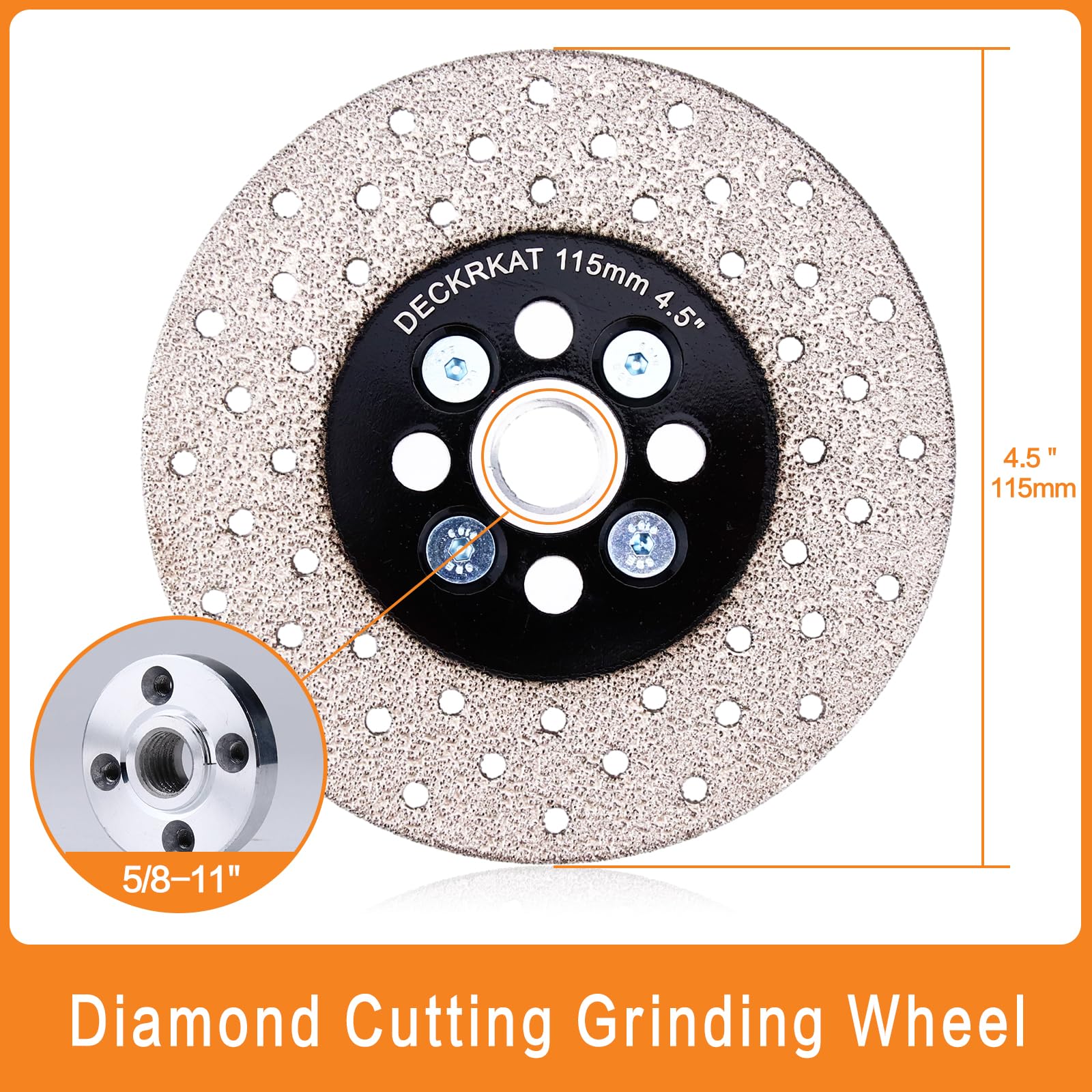4-1/2inch Diamond Grinding Wheel Disc, Dry Cutting Diamond Blade for Angle Grinder with Dual Diamond Coverage and 5/8-11 Arbor Adaptor, Precision Cuts Grinding Polishing Granite Marble Ceramic Tile