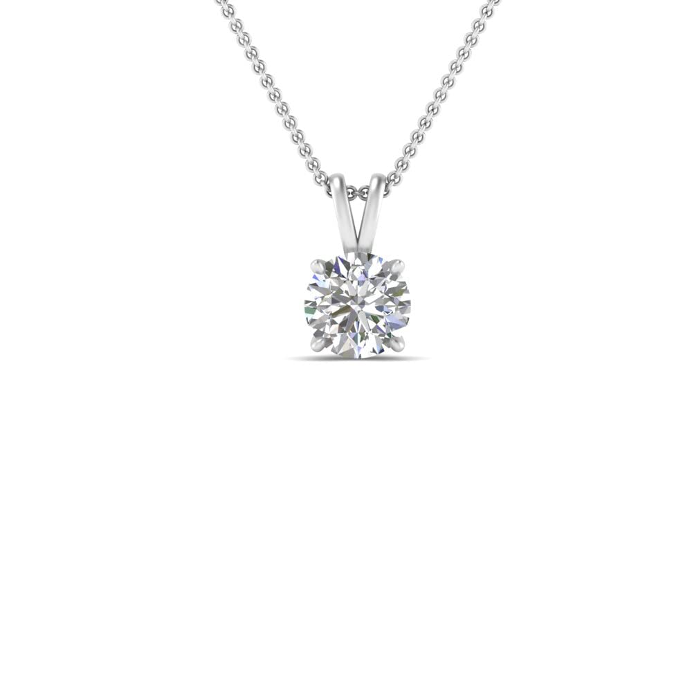 1 1/2 Carat LAB GROWN Round Cut Diamond Solitaire Pendant IGI Certified 14K White Gold 4 Prong Diamond Pendant Necklace For Women (E-F-G, VS1-VS2, 1.50 c.t.w)