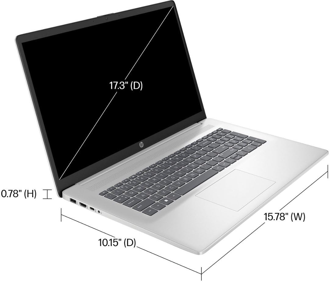 HP Newest 17.3" HD+ Essential Laptop Computer, AMD Ryzen 3 7320U(Beat i3-1215U), 8GB LPDDR5 RAM, 512GB PCIe SSD, Long Battery Life, Numeric Keypad, WiFi, Camera, Fast Charge, Win 11,w/CUE Accessories