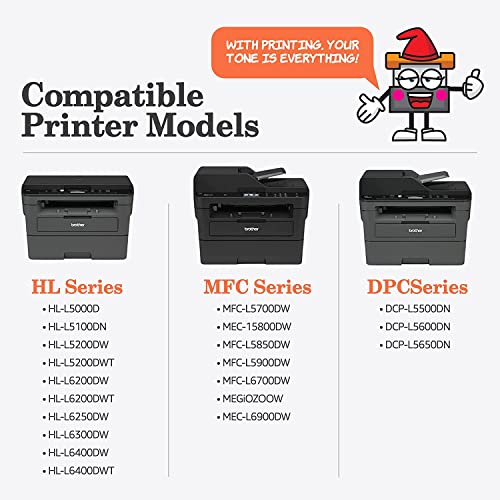 TONERNEEDS TN 850 Toner Cartridge - Black Ink Replacement Cartridges for TN850 & TN880 - High Yield Use - Compatible with Brother Printer HL-L6200DW MFC-L5850DW L5200DW L5700DW - (Pack of 2)
