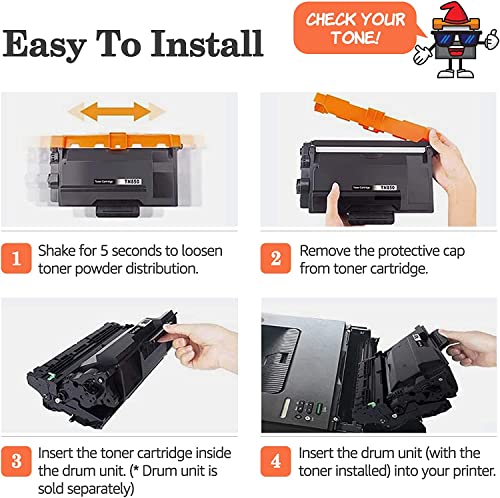 TONERNEEDS TN 850 Toner Cartridge - Black Ink Replacement Cartridges for TN850 & TN880 - High Yield Use - Compatible with Brother Printer HL-L6200DW MFC-L5850DW L5200DW L5700DW - (Pack of 2)