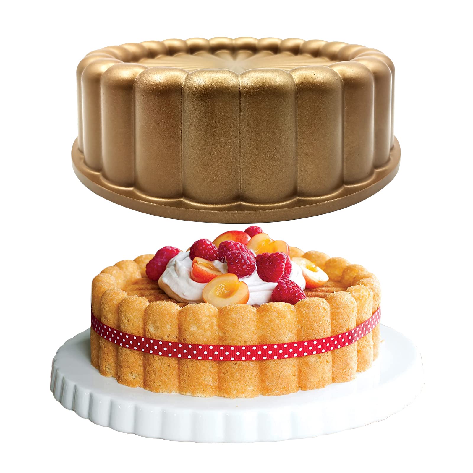 WBJKZJD Charlotte Cake Mold, 9 Inch Cake Pan Aluminium Kitchen Accessories Decoration Christmas Wedding Valentine’s 3D Charlotte Cake Pan (Flower Shape)