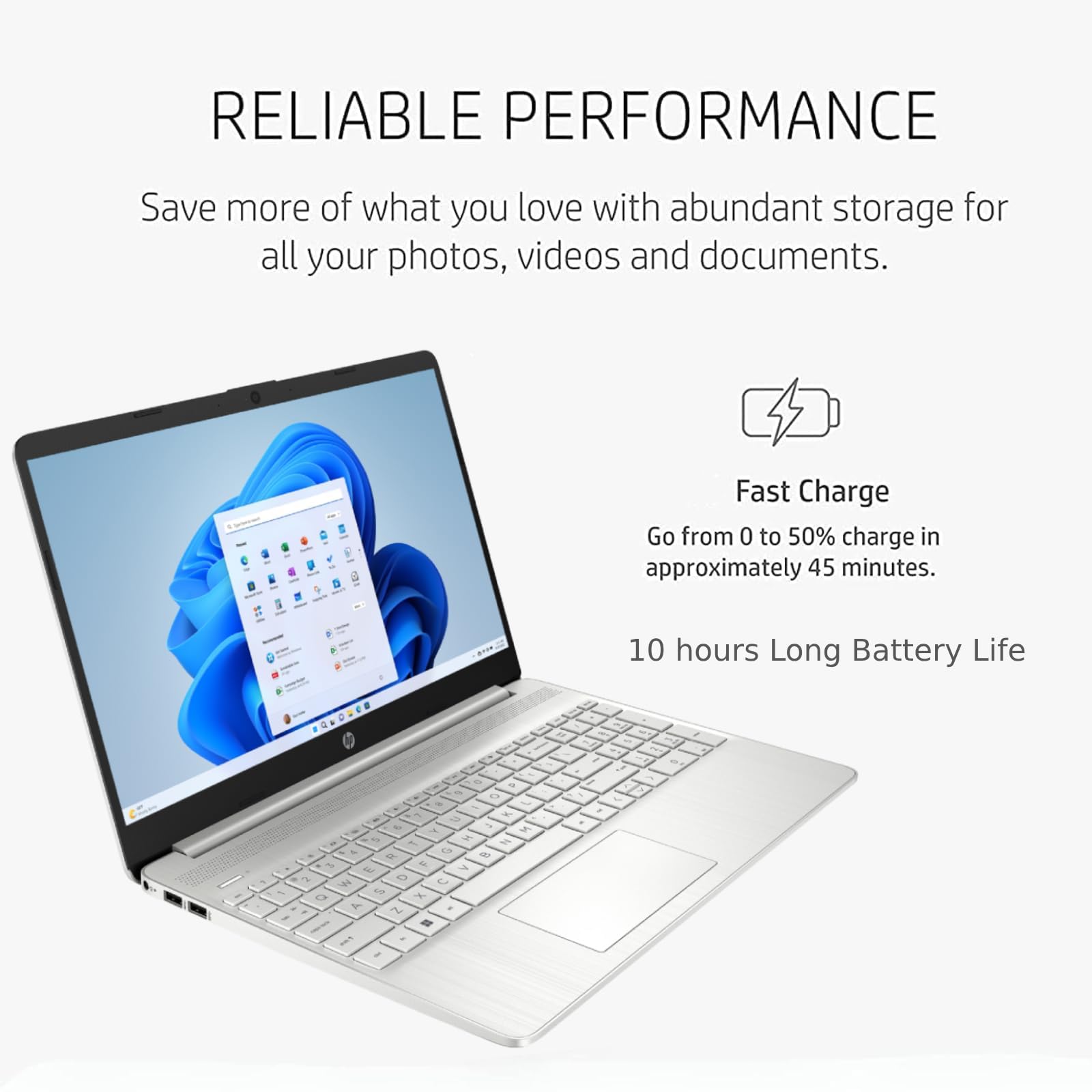 HP Thin and Light Laptop, 15.6 Inch Display, AMD Ryzen 3 5300U(Quad-core) Processor, 16GB RAM, 512GB SSD, AMD Radeon Graphics, Numeric Keypad, Wi-Fi, Bluetooth, Windows 11 Home in S Mode