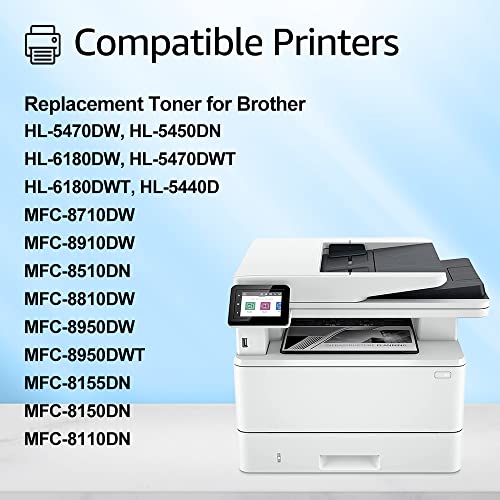 Cruxer Compatible Toner Cartridge Replacement for Brother TN750 TN-750 TN 750 Used for HL-5470DW HL-5450DN HL-6180DW MFC-8710DW MFC-8910DW MFC-8950DW (Black, 4-Pack)