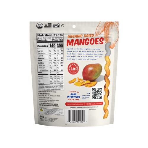Made in Nature Organic Dried Fruit, Mangoes, 3oz Bags (6 Count) β Non-GMO, Unsulfured Vegan Snack