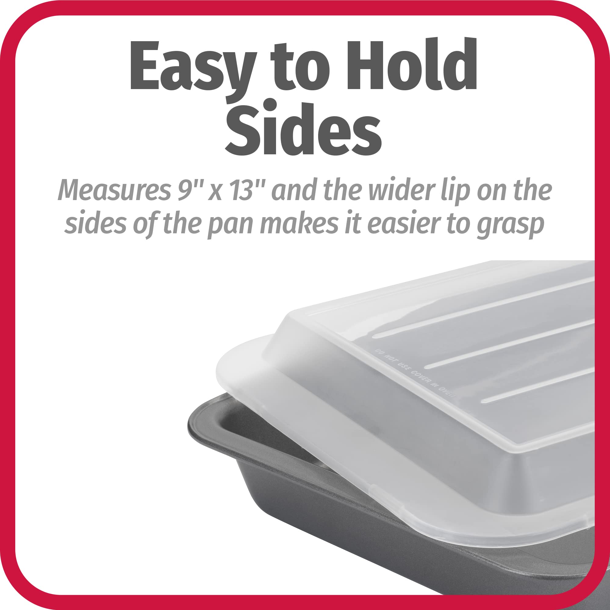 GoodCook Set of 2 Nonstick Steel 13" x 9" Cake Baking Pans with Covers, Gray