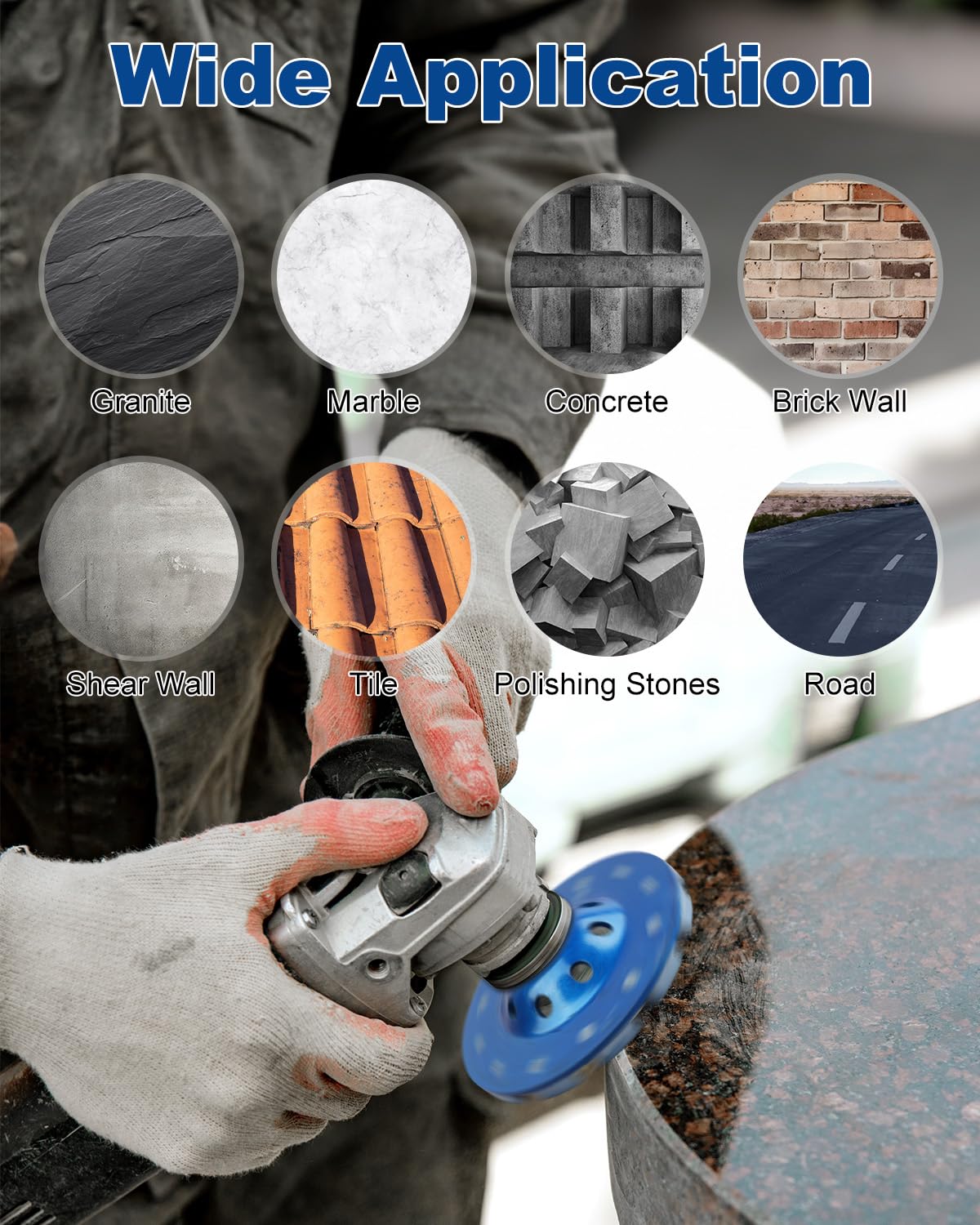 AOKLIT Diamond Concrete Grinding Wheel 4 1/2 inch, 12-Segment Concrete Grinding Wheel Disc for Angle Grinder Polishing and Cleaning Stone Concrete Surface, Stones, Cement, Marble