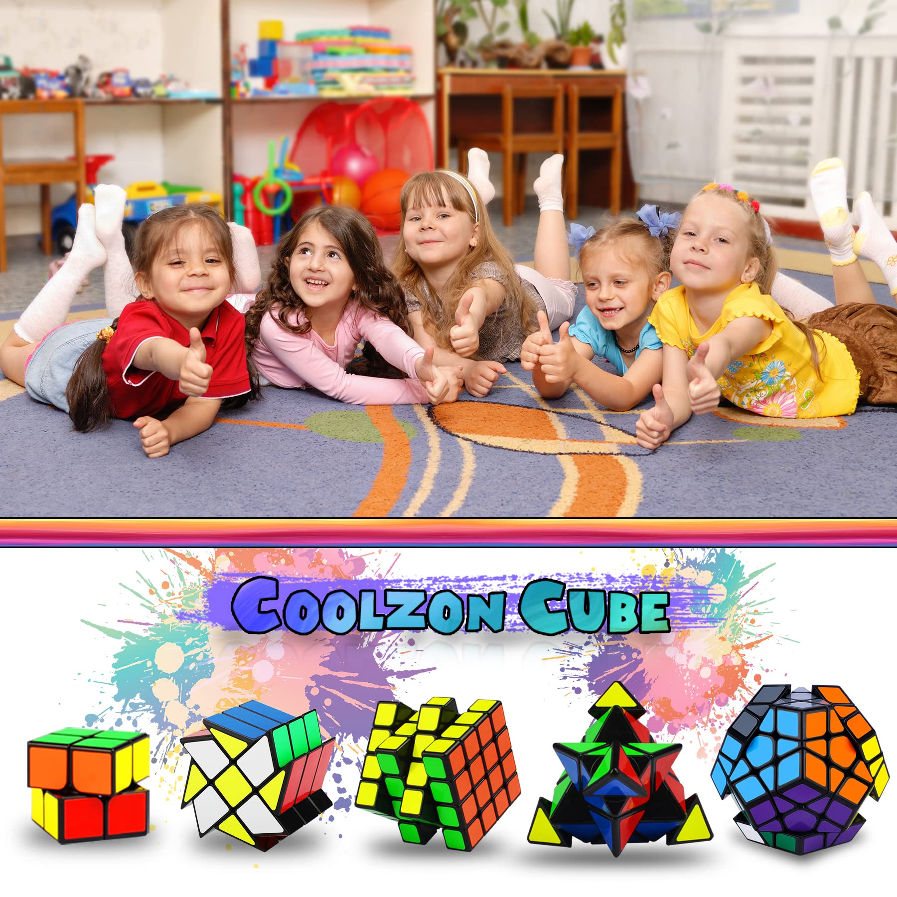 Speed Cube Set, Puzzle Cube, Magic Cube 2x2 4x4 Pyraminx Pyramid Megaminx Fenghuolun Puzzle Cube Toy Gift for Children Adults, Pack of 5