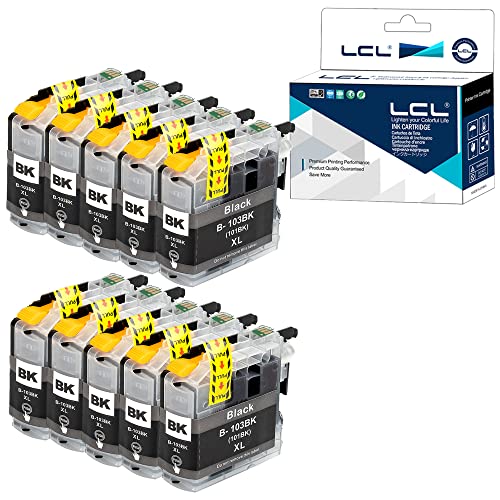 LCL Compatible Ink Cartridge Replacement for Brother LC101 LC101XL LC-103 LC103 XL LC103XL LC101BK LC103BK High Yield DCP-J132W DCP-J152W DCP-J172W DCP-J4110DW DCP-J552DW DCP-J752DW (10-Pack Black)