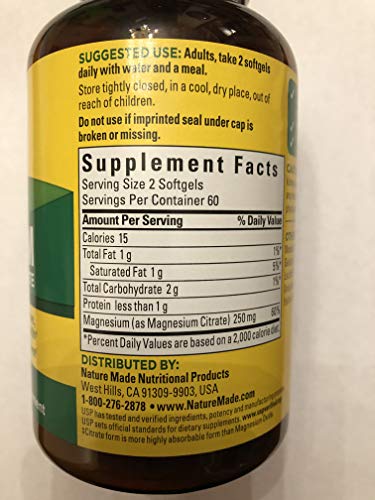 Nature Made Magnesium Citrate Softgels, 120 Count (Pack of 2)