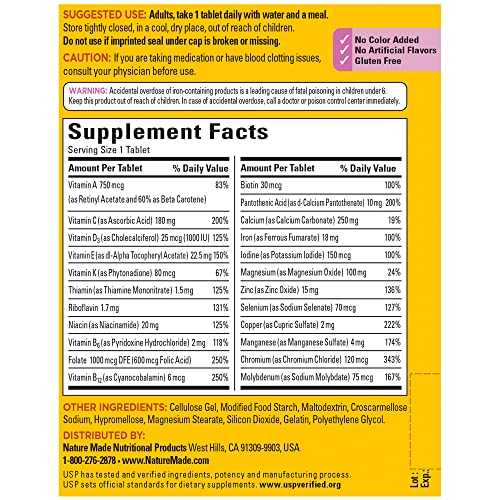 Nature Made Multivitamin for Her, Dietary Supplement for Daily Nutritional Support, 300 Tablets, 300 Day Supply
