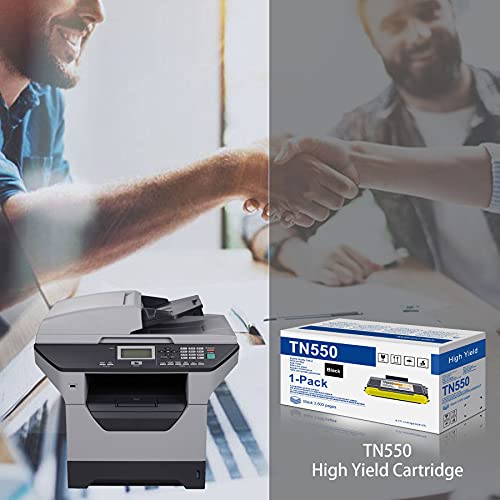 1-Pack Black Compatible Toner Cartridge Replacement for Brother TN550 TN-550 TN550BK High Yield to use with HL-5370DW, HL-5340D, DCP-8060, DCP-8065DN, HL-5240, HL-5250DN, MFC-8660DN Printer