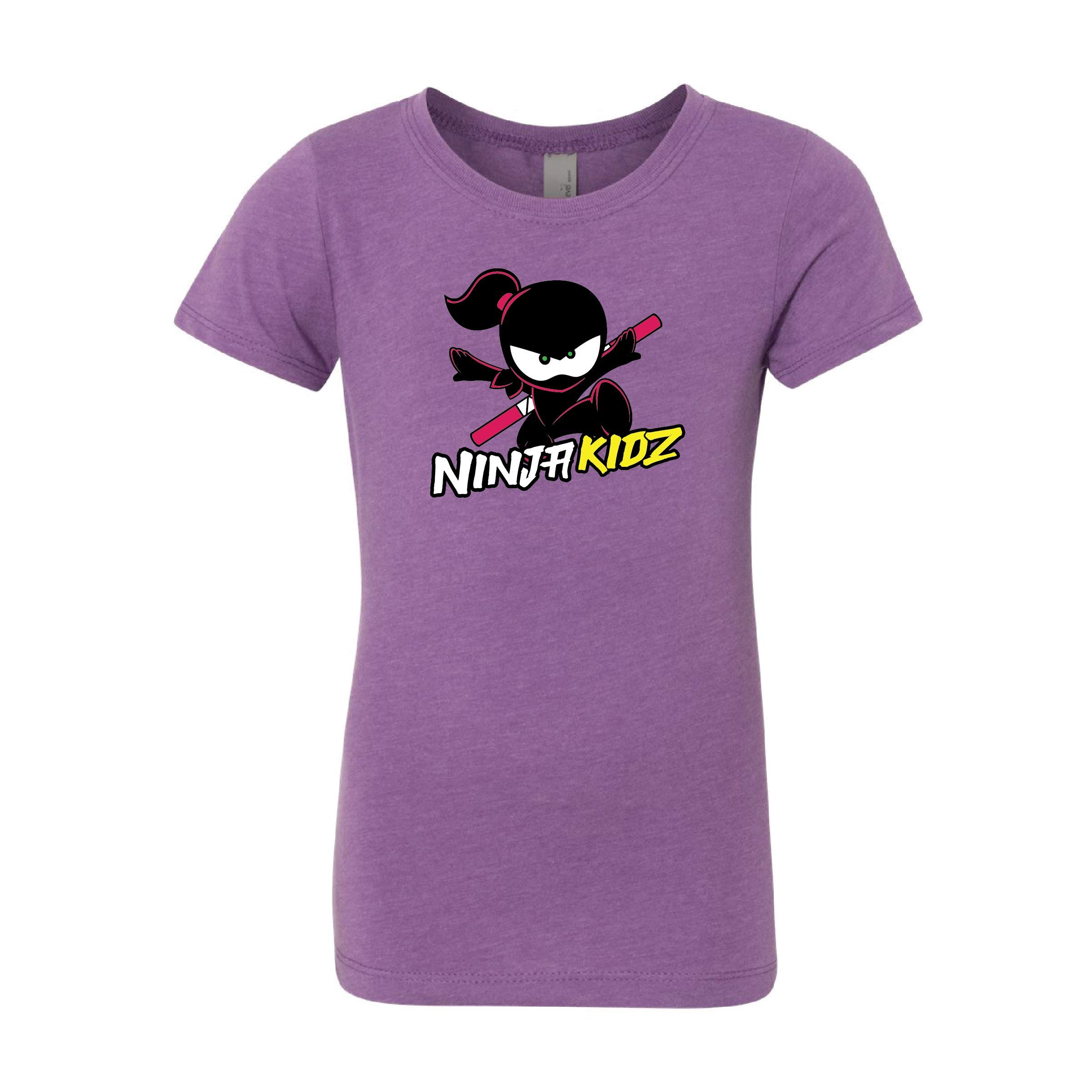 Ninja Kidz Official Original Logo Girls Shirt, Dress Your Ninja Kids in Cool Kids Clothes, Ninja Shirt Merch & Tee for Girls, Purple T Shirt, Size Youth Medium