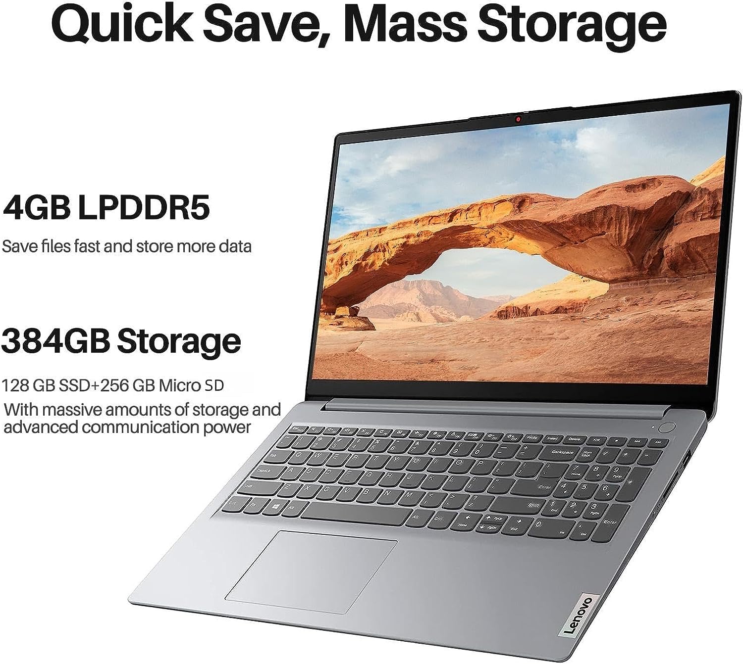 Lenovo 2024 IdeaPad 1 15.6" Students Laptop, AMD Athlon Silver 7120U Processor, 4GB LPDDR5 RAM, 128GB SSD, AMD Radeon Graphics, Wi-Fi 6, Anti-Glare, Windows 11 Home S, SD Card Reader, Cloud Grey