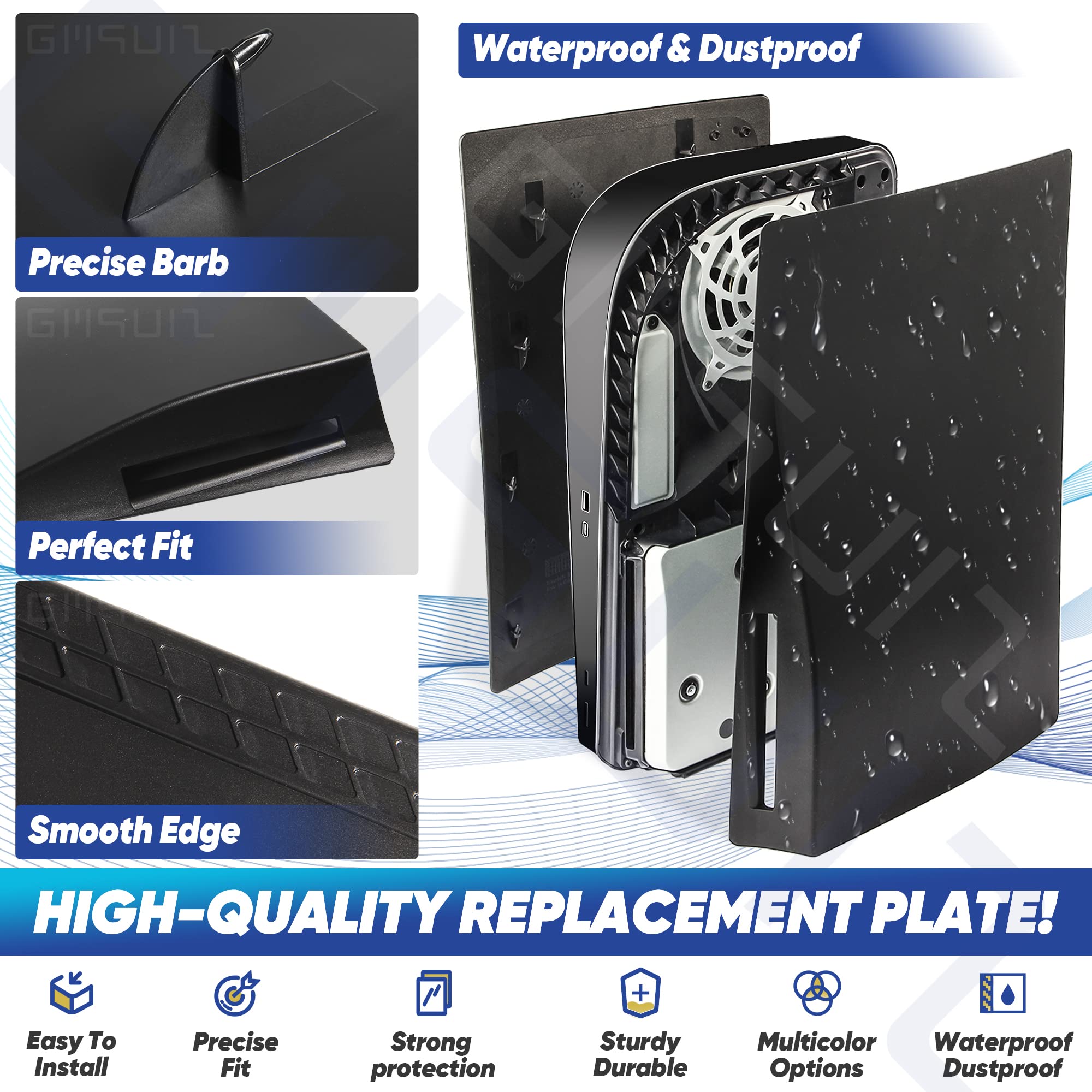 Gmquiz Plates for PS5 Console Cover, Hard Shockproof for PS5 FacePlates, ABS Anti-Scratch Dustproof Replacement Faceplate Shell for Playstation 5 Console, Red (Disc Edition).