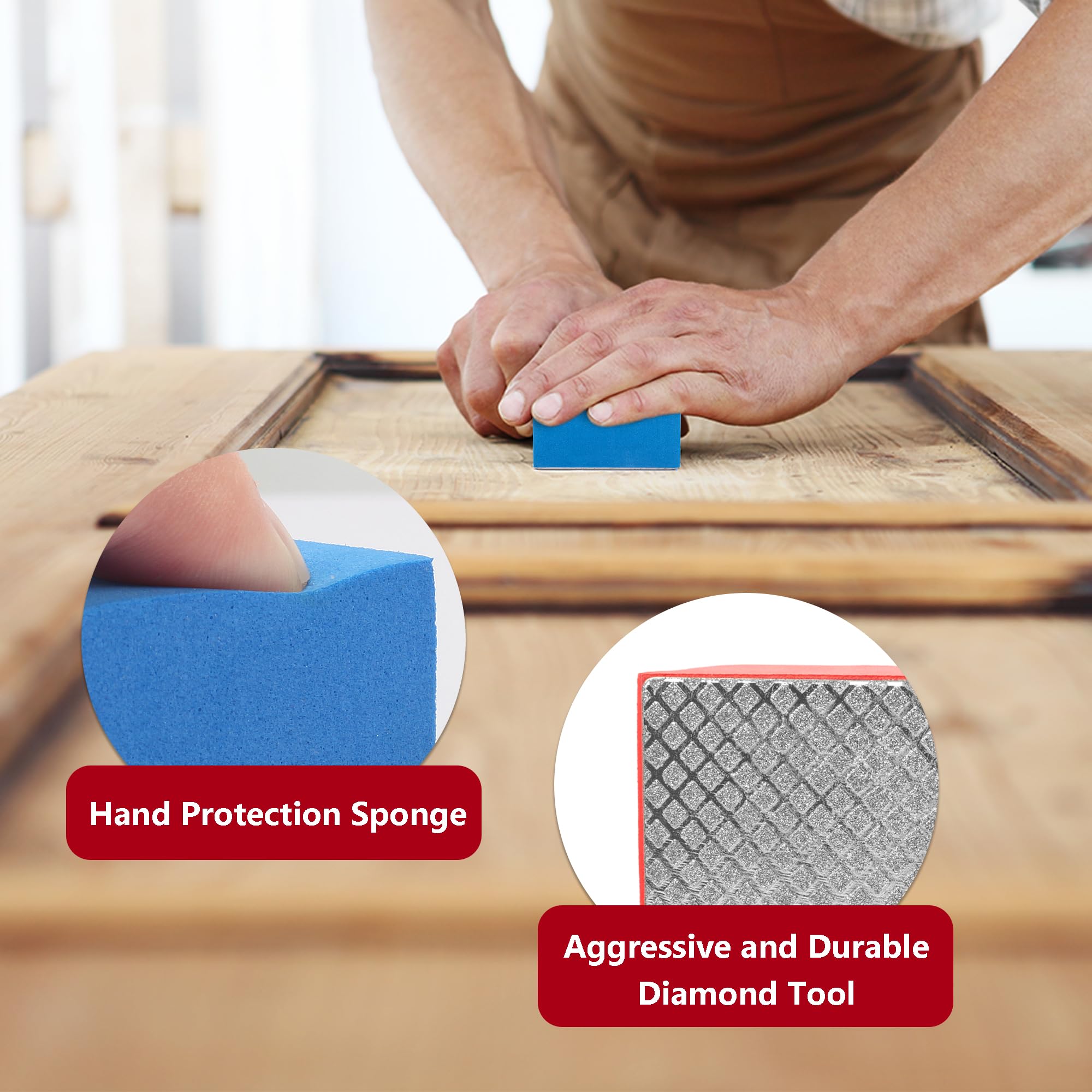 SZSYD 4Pack Diamond Hand Polishing Pads for Sanding Ceramics Glass Tile Concrete Stone Marble Granite, 60#, 100#,200#,400# (Grid)
