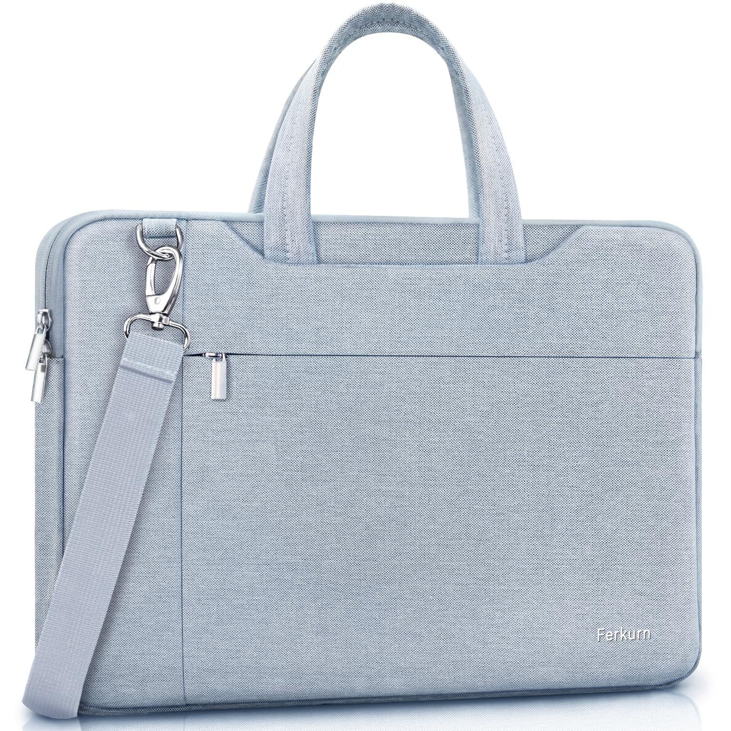 Ferkurn Laptop Bag Case Women Men Computer Sleeve with Shoulder Compatible with HP Envy Pavilion/Inspiron/Thinkpad/Vivobook/MSI/Surface,Waterproof Briefcase with Handle, Light Gray, 17 17.3 Inch