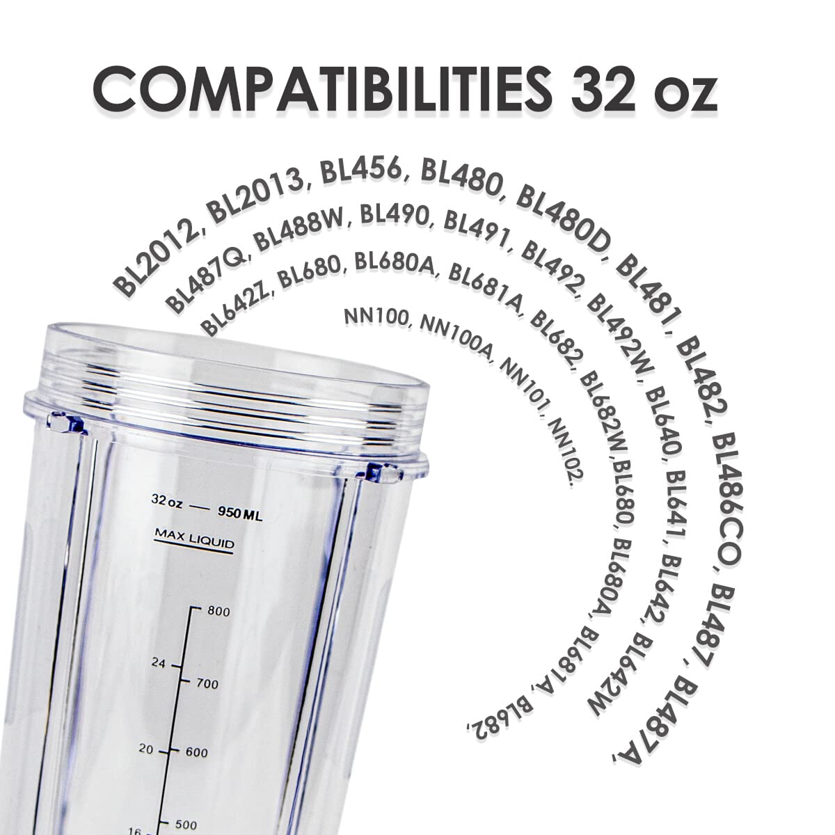 LYTIO Replacement 32 oz Cup with Sip N Seal Lid for Nutri Ninja Blender Auto IQ Duo - 407KKU641