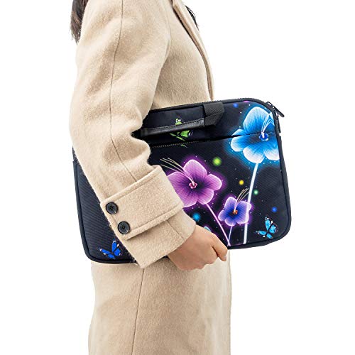 RICHEN Canvas Laptop Shoulder Bag Compatible with 11.6/12/12.9/13 Inches Netbook,Protective Carrying Handbag Case Cover with Side Handle (11-13 inch, Flowers)