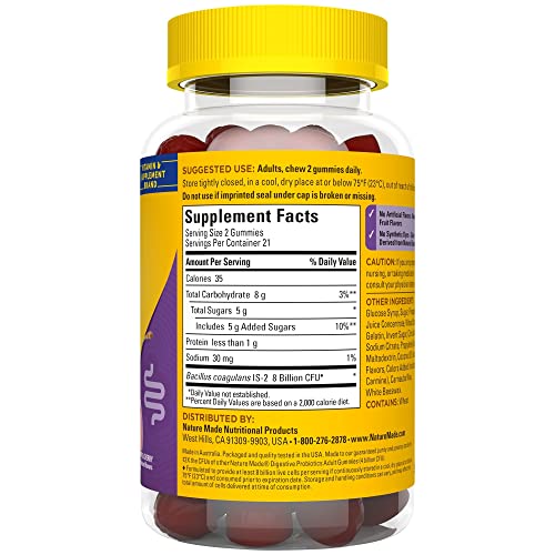 Nature Made Ultra Strength Digestive Probiotics, Dietary Supplement for Digestive Health Support, 42 Probiotic Gummies, 21 Day Supply