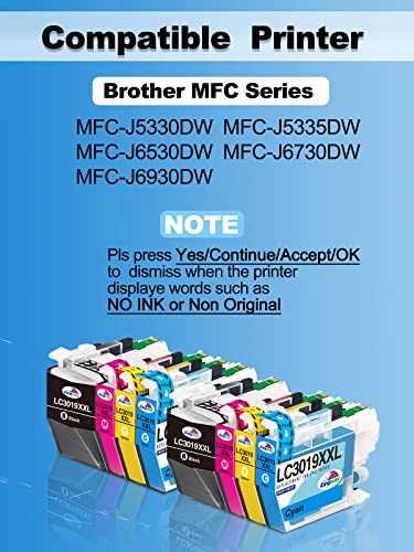 KINGWAY Compatible LC3019 Ink Cartridges Replacement for Brother LC3017 LC3019 XXL use with Brother MFC-j5330DW MFC-J6930DW MFC-J6530DW MFC-J5335DW MFC-J6730DW Ink Cartridges, 8 Pack