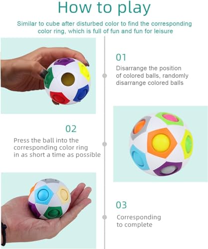 Roxenda Speed Cube Set, Speed Cube Bundle of 2x2 3x3 Pyramid Cube and Magic Rainbow Ball Smoothly Magic Cubes Collection for Kids Teens & Adults [4 Pack] (Stickerless)