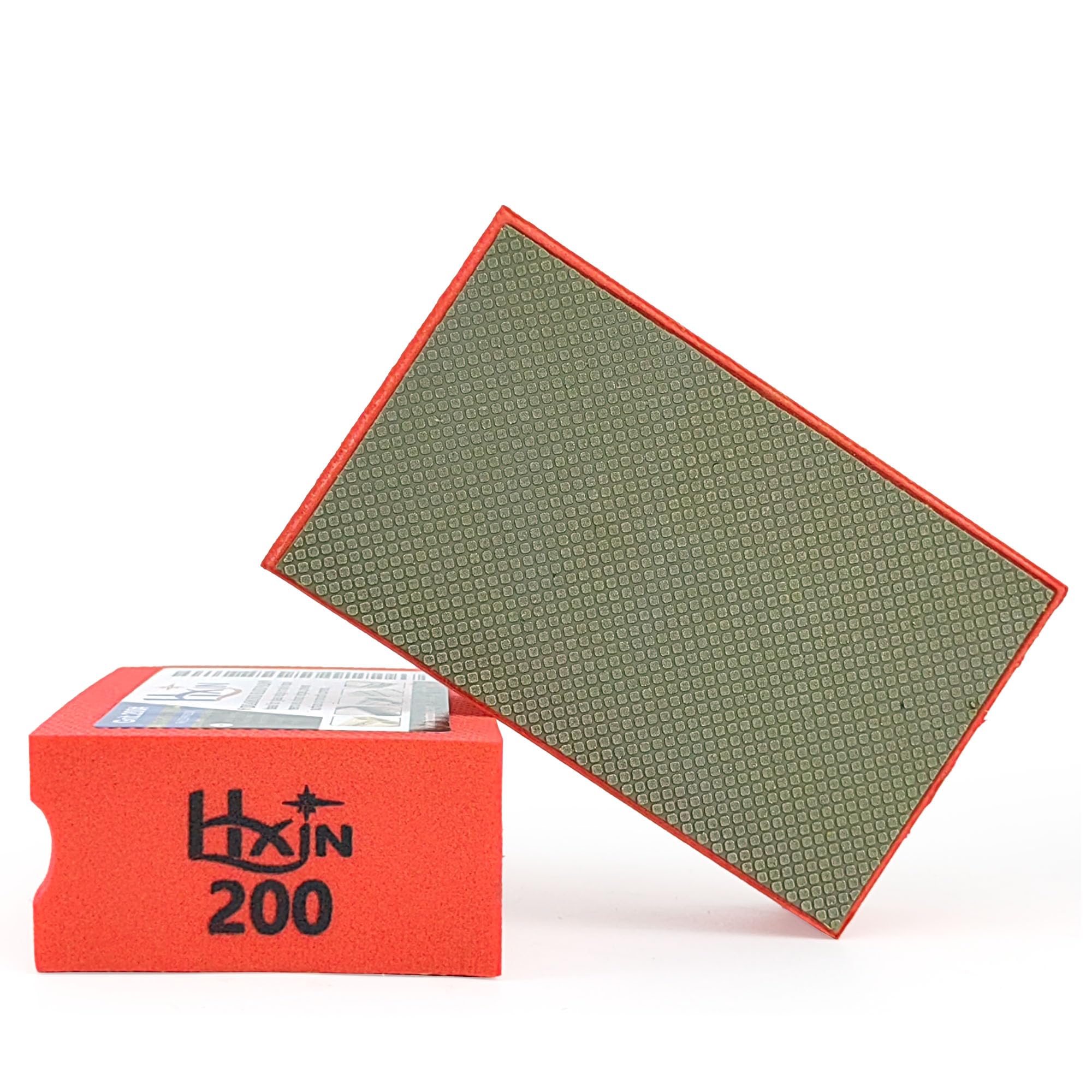 HXIN Diamond Hand Polishing Pad Diamond Sanding Block Foam Backed Diamond Sponge Sanding Pads for Wet or Dry Grinding polishing for Granite Marble Stone Tile Glass Ceramic (1, 200# Square)